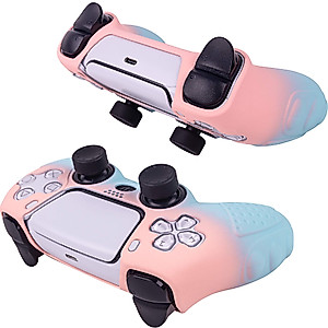 PS5 Controller Grip Cover, CHIN FAI Anti-Slip Silicone Skin Protective Cover Case for PlayStation 5 DualSense Wireless Controller with 6 Thumb Grip Caps (Gradient Color-1)