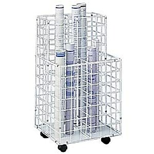 Safco Products 3084 Wire Roll File, 4 Compartments - Heavy-Gauge Steel Rod - Supports Up to 100 Lbs - All-Surface Casters