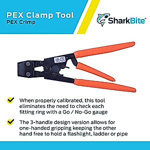 SharkBite PEX Clamp Tool, 3-Handle Tool with Orange Handle, Plumbing Fittings, PEX, PE-RT, UC961