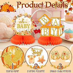 Weecent 8 Pcs Pumpkin Baby Shower Decorations Honeycomb Centerpieces Fall Baby Shower Decorations Table Centerpieces for Fall Thanksgiving Gender Reveal Party Decorations