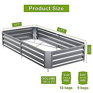 Mr IRONSTONE 2 pcs 6x3x1ft Galvanized Metal Raised Garden Bed for Vegetables, Outdoor Garden Raised Planter Box, Backyard Patio Planter Raised Beds for Flowers, Herbs, Fruits