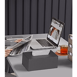 Cretkhp PU Leather Tissue Box Cover with Magnetic Closure, Modern Rectangular Tissue Box Holder Decorative Organizer for Bathroom Vanity Countertop, Night Stands Bedroom Office Desk