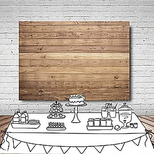 LYWYGG 7x5ft Wooden Backdrop Baby Shower Backdrops Party Decorations Backdrops Props for Studio for Photographers Retro Wood Wall Background Cloth Seamless CP-176