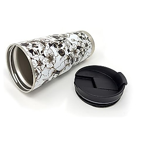 ENGEL 22oz Halloween White Skull Vacuum Insulated Tumbler with leak-proof lid and non-skid rubber base