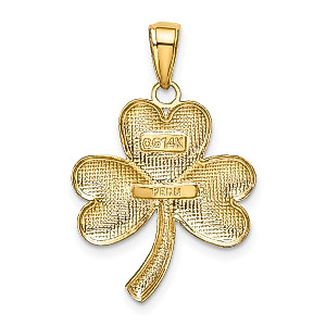 IceCarats 14K Yellow Gold Lucky Clover Leaf Shamrock Flower Necklace Heart Claddagh Celtic Charm Pendant Irish Jewelry 29mm x 19mm Only