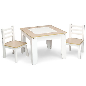 Delta Children Chelsea Table and 2 Chair Set, White/Natural