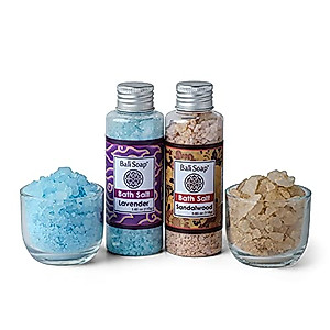Lavender & Sandalwood Bath Salt Gift Set, Ideal for Sore Muscles, Detox, Relax & Stress Reliever, Small 2pc 3.8 Oz Each, by Bali Soap