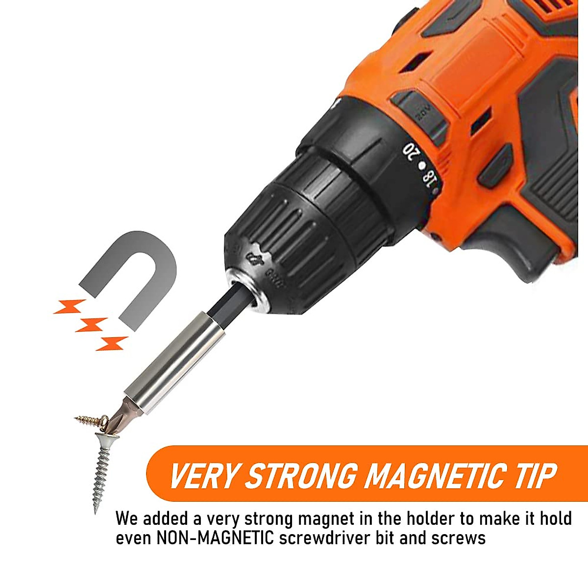 TEKPREM 1/4" Strong Magnetic Extension Bit Holder, 5 Pack Hex Shank Screwdriver Bit Driver Set with Portable Case for Holding Screwdriver Bits and Screws