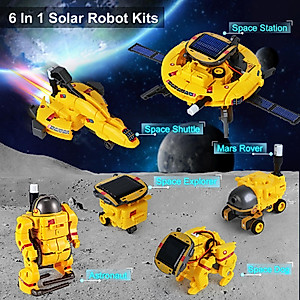 WEMEMORN STEM Projects for Kids Ages 8-12, 6-in-1 Solar Robot Space Toys for Boys Kids 12-16, 120Pcs Building Science Experiment Kit, Birthday Gifts for 8 9 10 11 12 13 14 Years Old Boys, Girls, Teens