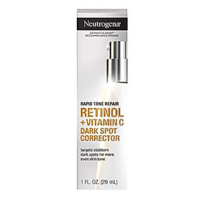 Neutrogena Rapid Tone Repair Retinol + Vitamin C Dark Spot Corrector Face Serum, Daily Anti-Wrinkle Retinol Dark Spot Corrector to Brighten & Even Tone, Mineral-Oil & Dye-Free, 1 oz