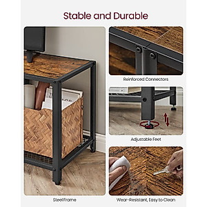 VASAGLE Modern TV Stand for TVs up to 65 Inches, 3-Tier Entertainment Center, Industrial TV Console Table with Open Storage Shelves, for Living Room, Bedroom, Rustic Brown and Black ULTV097B01