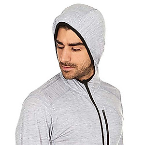Minus33 Merino Wool Mens Micro Weight Woolverino ¼ Zip Sun Hoodie Ash Gray Medium