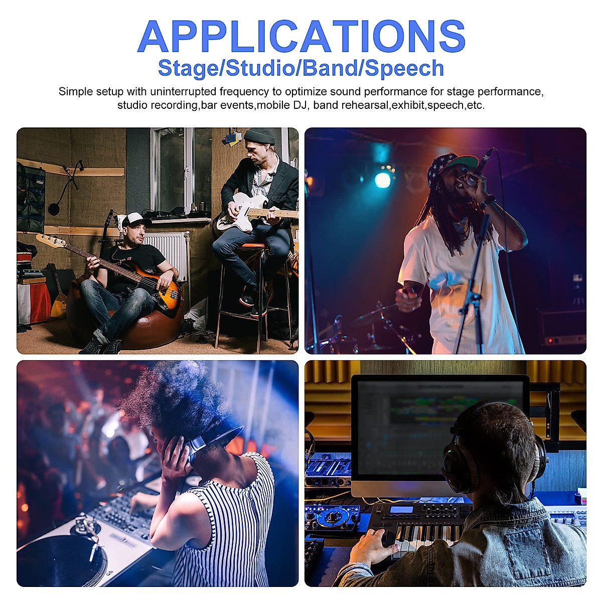 Levusu UHF Wireless in-Ear Monitor System with Earphone,180Ft, Rack Mount, Professional IEM Stereo System Transmitter and Beltpack for Studio, Guitar, Band Rehearsal, Live Performance (1 Bodypack)