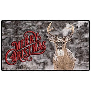 Brumlow MILLS Whitetail in Snow Washable Christmas Forrest Deer Indoor or Outdoor Holiday Rug for Living or Dining Room, Bedroom and Kitchen Area, 20" x 34", Gray