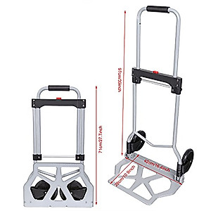 Aluminum Folding Hand Truck and Dolly, 220lbs Capacity, Cart Ideal for Moving Heavy Loads, Portable and Durable.