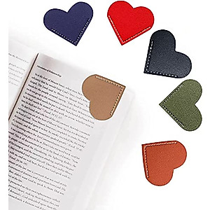 Leather Heart Bookmark，6 Pcs Corner Bookmark， Cute Book Markers, is A Suitable Birthday Christmas Graduation Gift for Girls, Children, Teachers, Students and Book Lovers