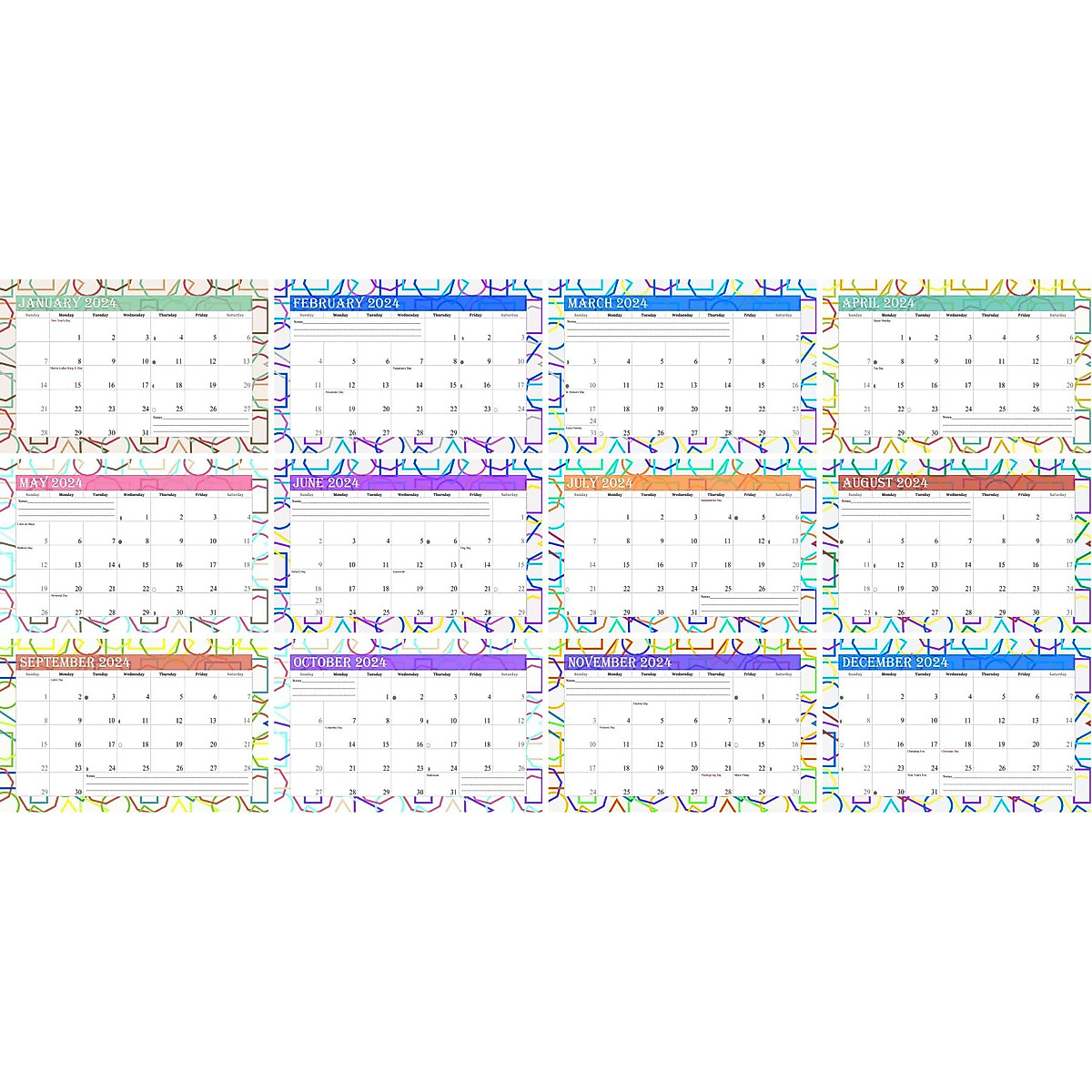 2024 Photo Frame Wall Spiral-bound Calendar (Add Your Own Photos) - 12 Months Desktop/Wall Calendar/Planner - (Edition #011)