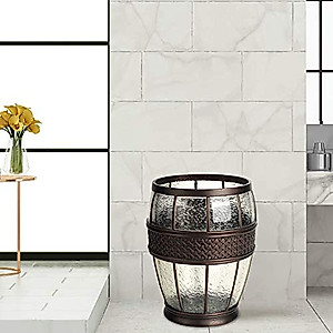 nu steel Resin Crackled Ice Small Trash Can Wastebasket, Garbage Container Bin for Bathrooms, Powder Rooms, Kitchens, Home Offices - Oil Rubbed Bronze