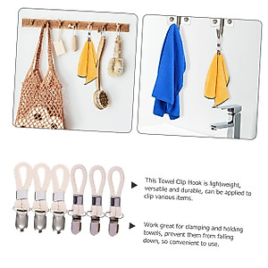 Beatifufu 6Pcs Towel Holder Towel Attachment for Hanging Laundry Clips Kitchen Towels Clips Towel Hangers Rack Braided Cotton Hanging Hooks Bath Towel Clip Coat Hook Clothing to Weave Iron