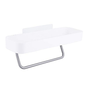 Alvinlite Shower Caddy Shelf Organizer with Hooks - 2 in 1 Wall Mounted Bathroom Towel Rack Holder for Storage