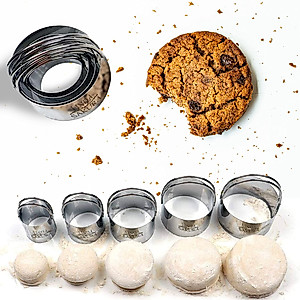 Linda Sakura LINDA SAKURA Biscuit Cutter Set (5 PiecesSet), Round Cookie Cutters with Handle, Professional Baking Dough Tools, Silver