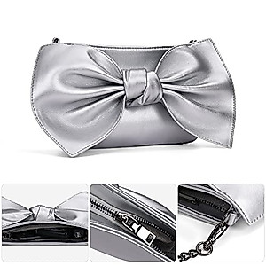 Beauty yaya Womens Oversized Wristlet Clutch Evening Purse Little Crossbody Bags Vegan Leather Envelope Handbag Wrist Wallet (Sliver)