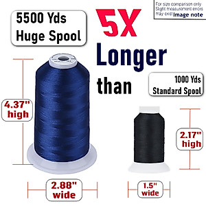 Simthread Embroidery Thread 5500 Yards Black 900, 40wt 100% Polyester for Brother, Babylock, Janome, Singer, Pfaff, Husqvarna, Bernina Machine