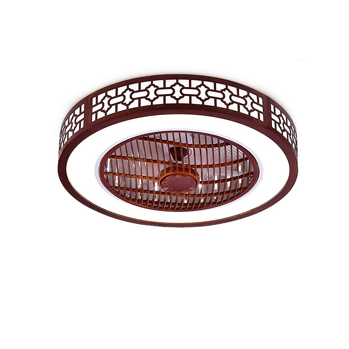 WUPYI Ceiling Fan with Lights,Modern Ceiling Fan Chandelier Fandelier,Remote Control LED Dimmable,Variable Speed,Quite Motor,64W,for Home Living Room,22 Inch (Round-Style 1)