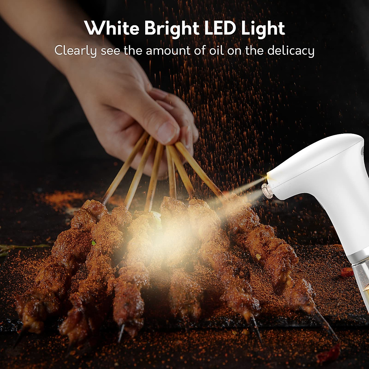 SYAWS Oil Sprayer for Cooking, Electric Oil Spray Bottle, Rechargeable Olive Oil Dispensing with LED Light,Adjustable Oil Mister with Glass for Air Fryer,Salad,BBQ,Baking,Roasting