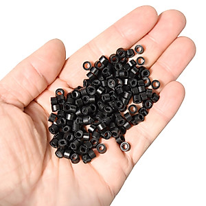1000 Pcs 5.0 mm Silicone Lined Micro Links Rings Hair Extensions Beads Silicone Lined Beads for Human Hair Extensions and Feather Extensions (Black)