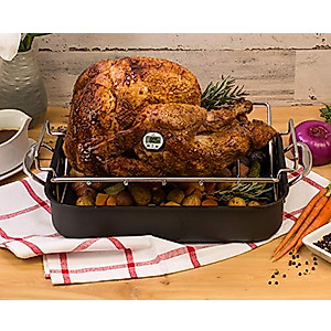 HIC KItchen Roasting Instant-Read Digital Meat Thermometer, Shatterproof LCD Display, Stainless Steel with Protective Sheath and Internal Temperature Chart