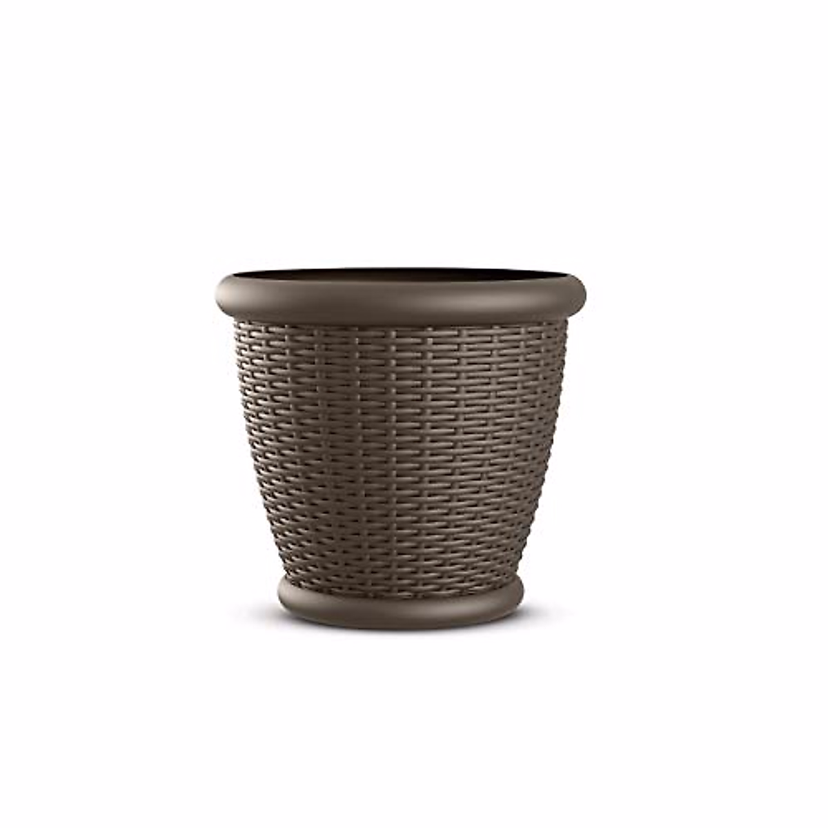 Suncast Willow 18 Inch Diameter Resin Decorative Wicker Patio Planter Pot, Java
