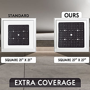 ENKOSI Large Square Shower Mat Non Slip - Stand Up Shower Mat - Shower Mats for Showers Anti Slip - Shower Non Slip Stall Mat - Shower Mat Non Slip Large - Shower Safety Grip Mat (Charcoal 27x27)