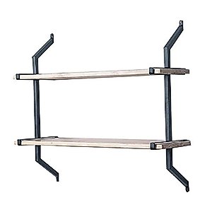 PIBM Stylish Simplicity Shelf Wall Mounted Floating Rack Shelves Simple Iron Art Solid Wood Bedroom Bookshelf Living Room Bearing Strong,2 Colours,4 Sizes, Black Border , 80x26x104cm