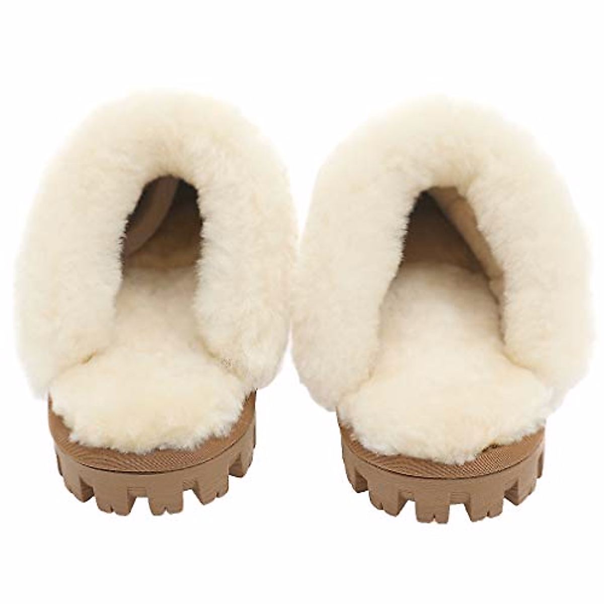 Kathyland Unisex Sheepskin Wool Fur Leather Women's Slippers hanada Slide(11-12 M US, Chestnut)