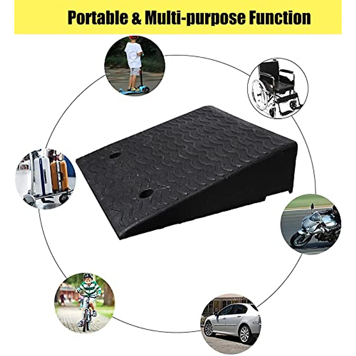 Threshold Ramp, 5 in/ 6 in/ 7 in/ 8 in Rise Curb Ramp with Screws, Heavy Duty Rubber Threshold Ramp for Cars Scooter, Loading Dock Garage Entry Non Slip Ramps (Color : Black, Size : 14cm/5.5in Rise