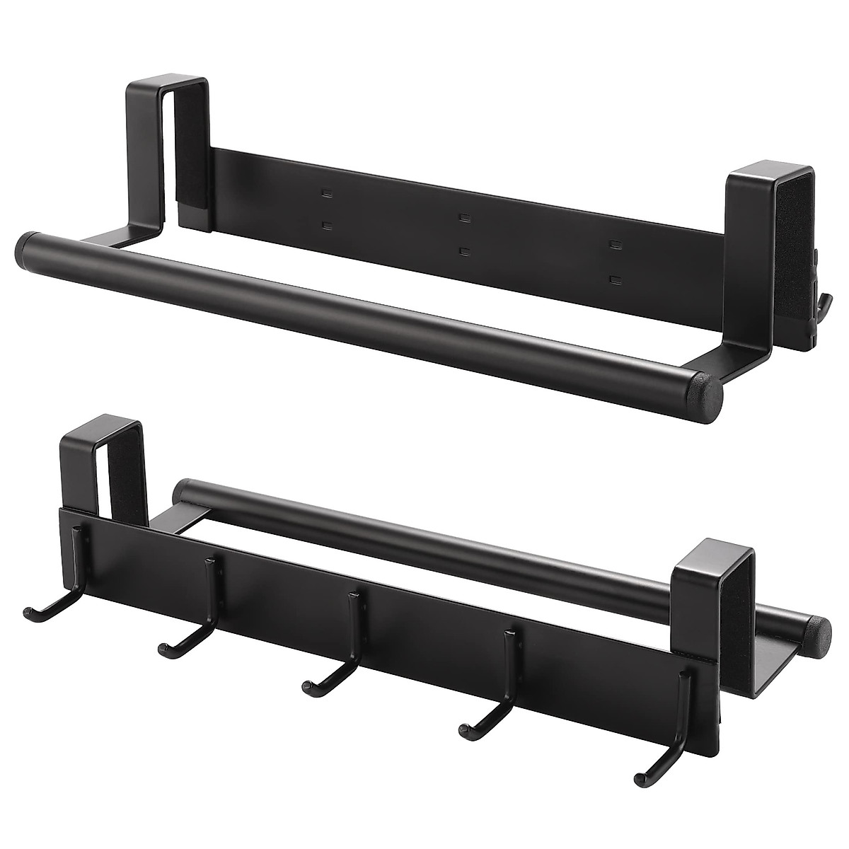 KES Over The Cabinet Door Organizer with Towel Bar, Cutting Board Organizer Cabinet Door, Cutting Board Holder with Towel Holder Matte Black, KUR521-BK