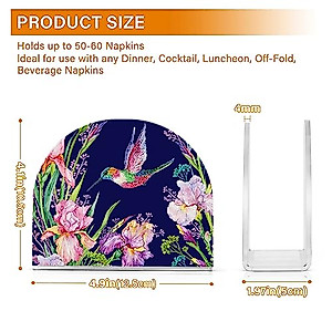 Kigai Napkin Holder for Table Hummingbird Iris Flower Clear Paper Towel Napkin Holders Standing Napkin Dispenser for Kitchen, Bathroom, Dining Table, Countertop