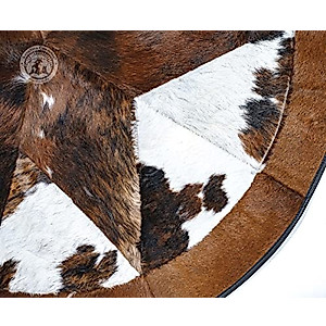 Genuine Round Cowhide Rug Rodeo Star Patchwork 40" Area Rug