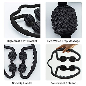 Muscle Roller, Trigger Point Muscle Roller for Calf, Leg, Arm, Tennis Elbow and Golfer Elbow, Foam Roller Deep Massage Tool for Relieve Muscle Soreness, Stiffness and Tight Muscles (Black)