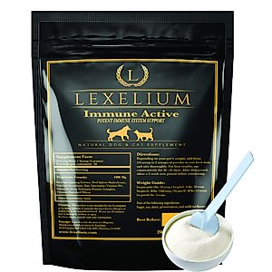 Lexelium Immune Support for Cats and Dogs - Natural Immunity Supplement Powder Helps Detoxify and Protect Your Pets from Digestive, Respiratory and Skin Issues - Helps with Chronic Infections - 200g