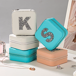 Parima Gift for Women Teen Girls - Pink Travel Jewelry Case Organizer Initial Small Jewelry Box Custom Personalized Birthday Gift Women Her A, Travel Essentials, Mothers Day Gift