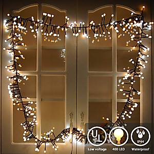 Curtain Lights Indoor Outdoor, 8.3ft 8 Modes 72 Led Globe String Lights Plug in, Window Lights for Patio Garden Wedding Party Bookshelf, Christmas Decorations, Warm White