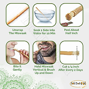 bonballoon 2 Pcs Al Falah Siwak Meswak Miswak Miswak Arak Peelu Al Falah Chewing Stick with Natural Flavor Herbal Toothbrush Vacuum Sealed Breath Freshener