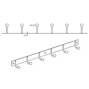 Richelieu Hardware 16943 Utility Hook Rack 19-5/8 in (500 mm), Chrome