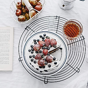 Mokpi Round Cake Cooling Racks Wire Baking Steaming Rack, 12 Inch Diameter, Steamer Rack (Black-2 Pack)