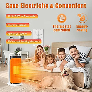 tectake Outdoor Patio Heater, 1500W Electric Tower Heater with Remote Control, 120° Oscillating, Portable Space Heaters for Indoor Use, Bedroom, Office, Outside, Tent