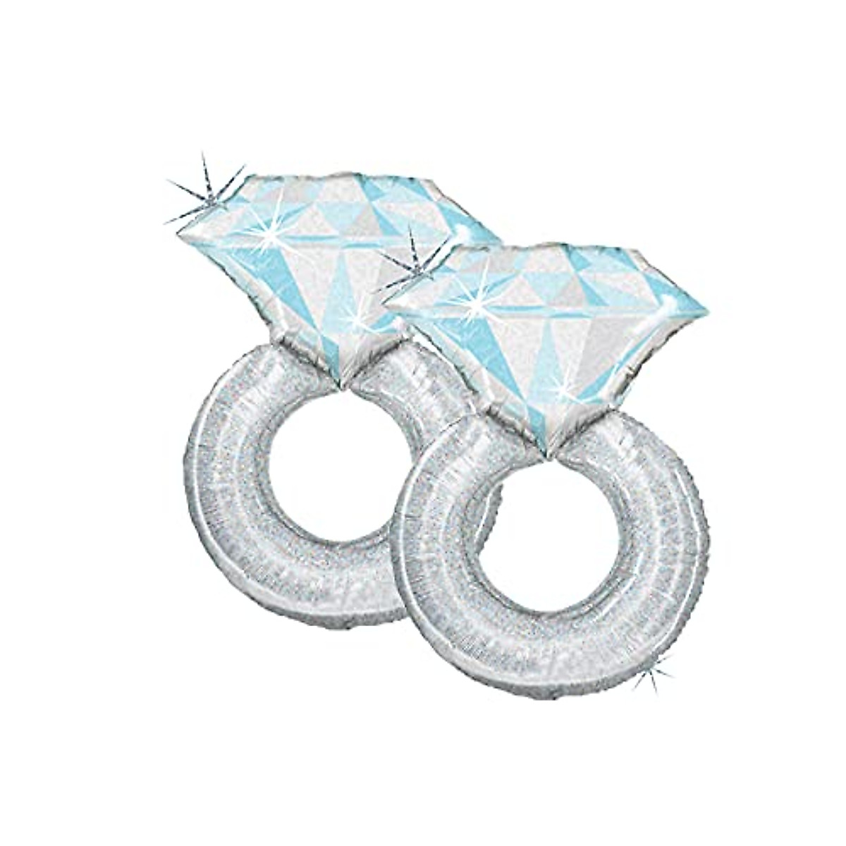 Set of 2 Sparkling Diamond Ring Jumbo 38" Foil Engagement Party Bridal Shower Balloons