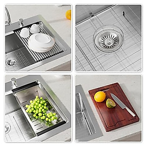 ARAUSK Drop in Kitchen Sink Nano, 33 X 22 Inch, 18 Gauge Gunmetal Matte Stainless Steel Sink, 10 Inch Depth Workstation Sink Single Bowl, T-304 Topmount Sink with Accessories