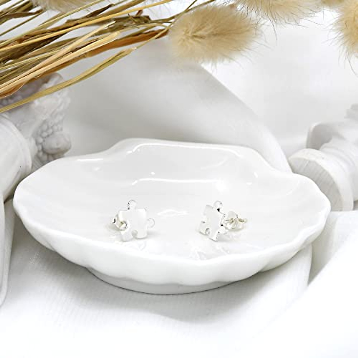 Whimsical Jigsaw Puzzle Piece .925 Sterling Silver Stud Earring